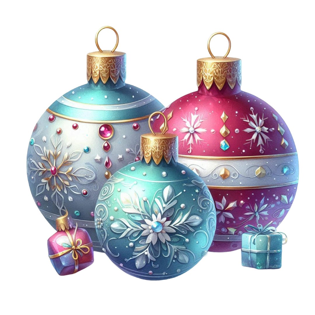 39 Watercolor Christmas Ornament Clipart,christmas Digital Download ...
