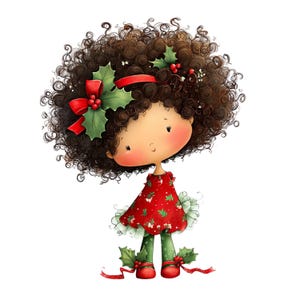 Whimsical Christmas Girl Clipart – Cute Holiday Character PNG Bundle ...