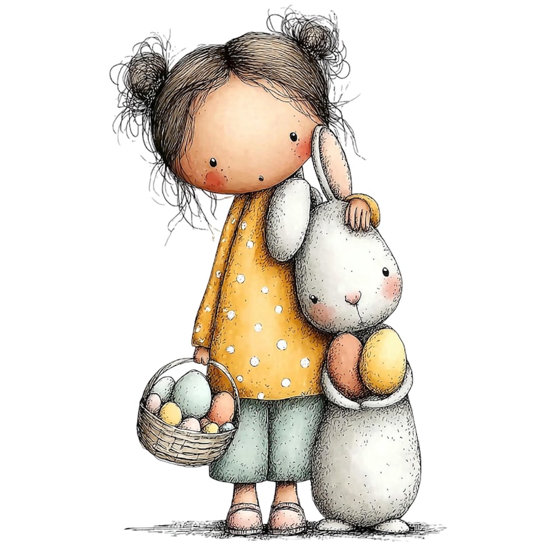 Watercolor Easter Kids Illustration Set: Spring Holiday Character Art ...