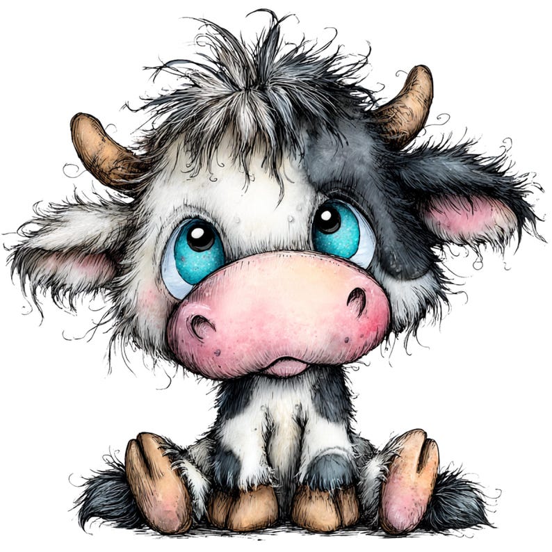 Watercolor Funny Farm Animals Set: Whimsical Happy Country Art Bundle ...