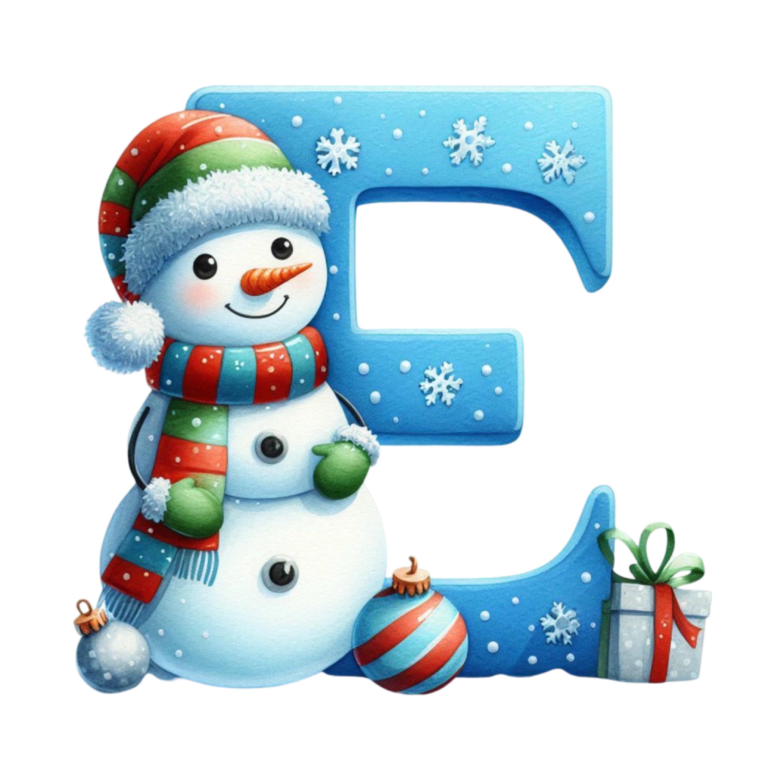 Christmas Snowman Alphabet Clipart Set: Holiday Letter Illustration ...
