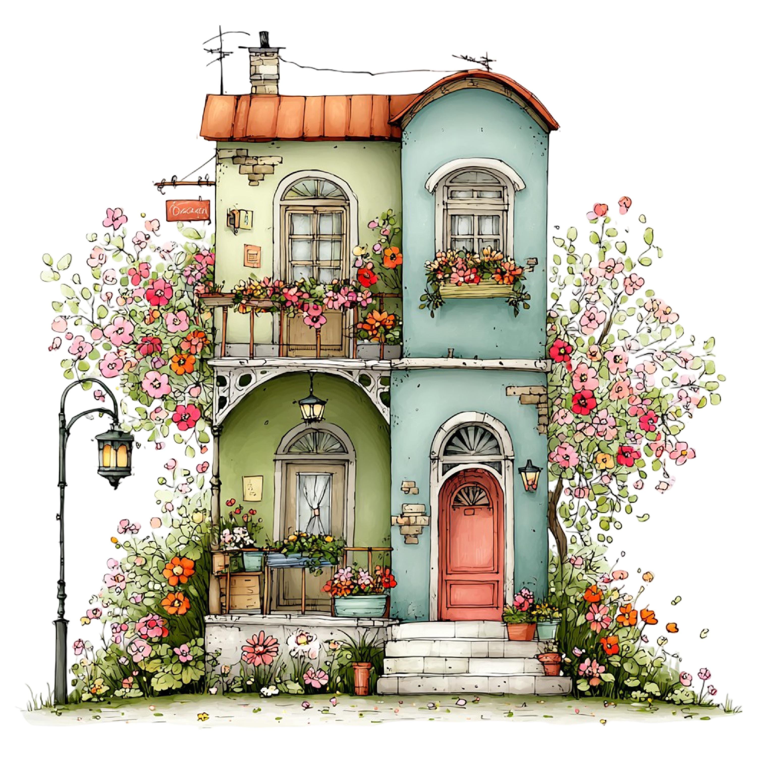Spring House Illustration Set: Spring Holiday Home Art 39 PNG - Etsy