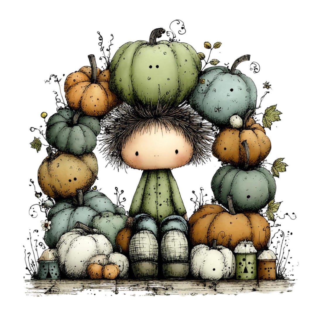 Whimsical Halloween Fall Clipart: Cute Autumn PNG Images (digital ...