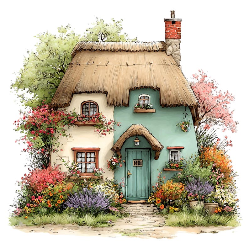 Spring House Illustration Set: Spring Holiday Home Art 39 PNG - Etsy