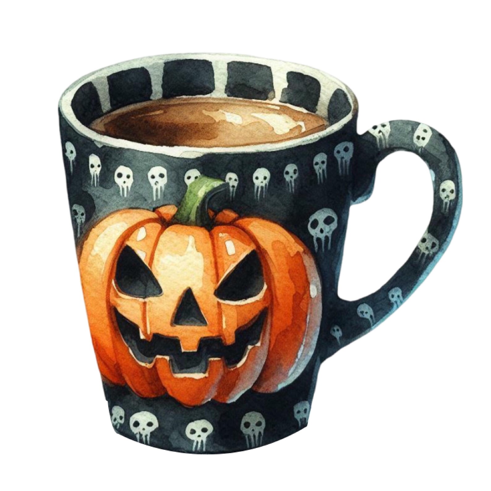 25 PNG Halloween Coffee Cup Clipart Bundle,cute Sublimation Clipart for ...