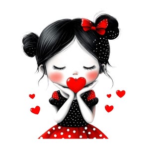Cute Girl Clipart: Whimsical Watercolor PNG for Crafts & Stickers ...