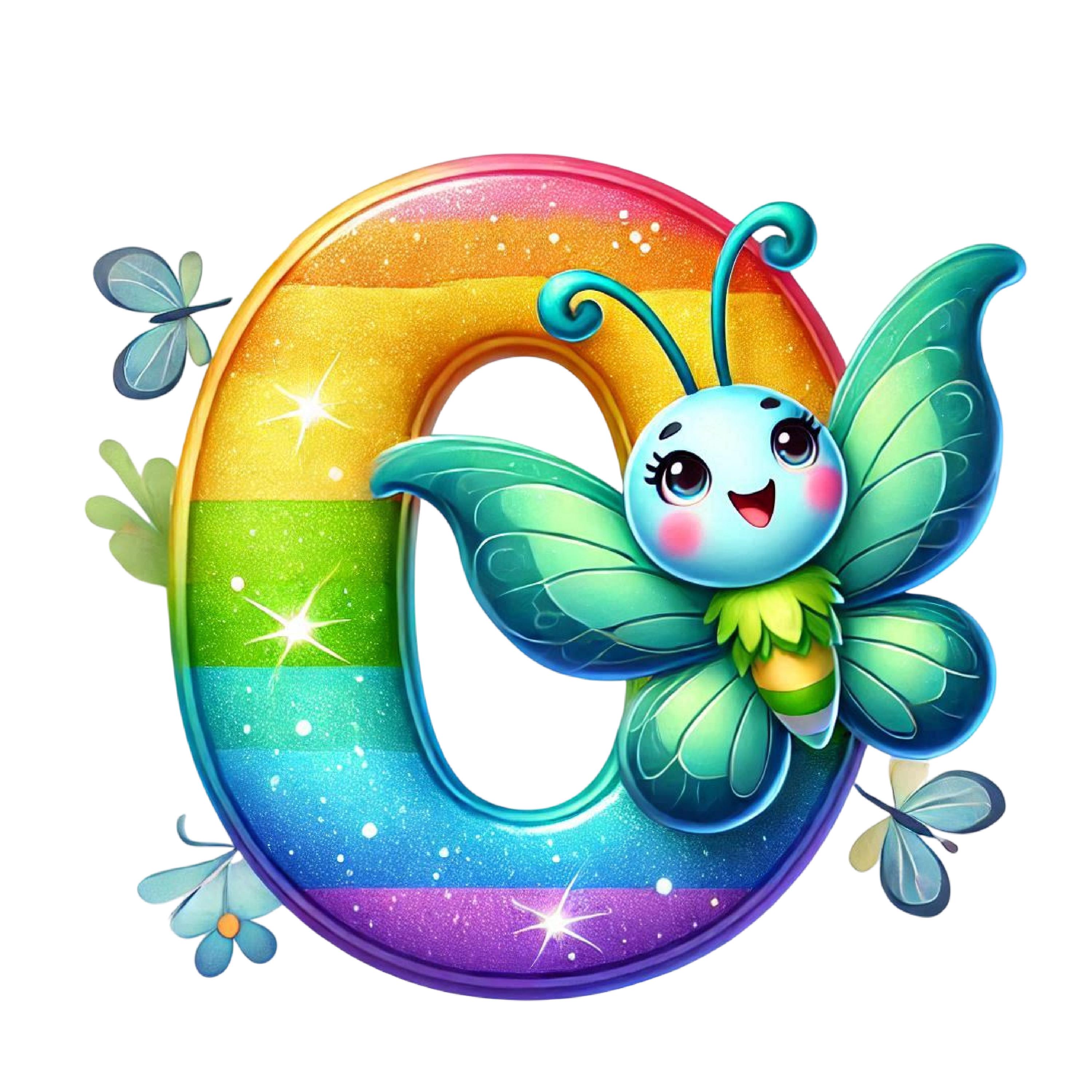 Watercolor Spring Butterfly Alphabet Clipart – Floral Letter PNG Set ...