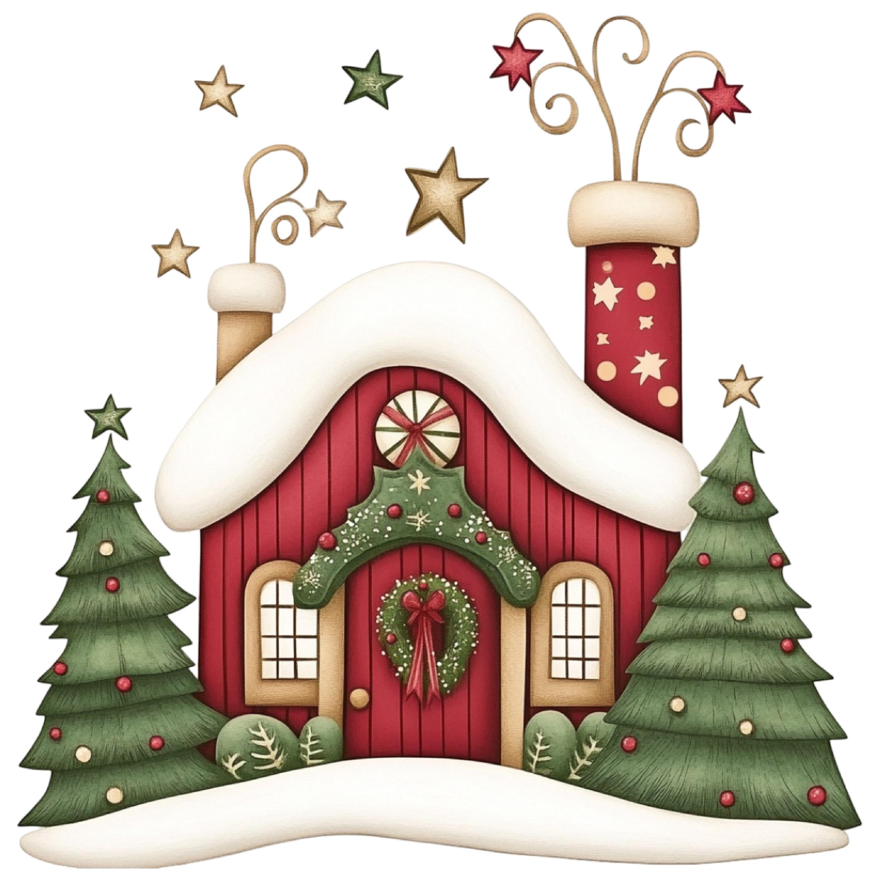 Cute Mini Christmas Houses Clipart: Whimsical Holiday Village PNG ...