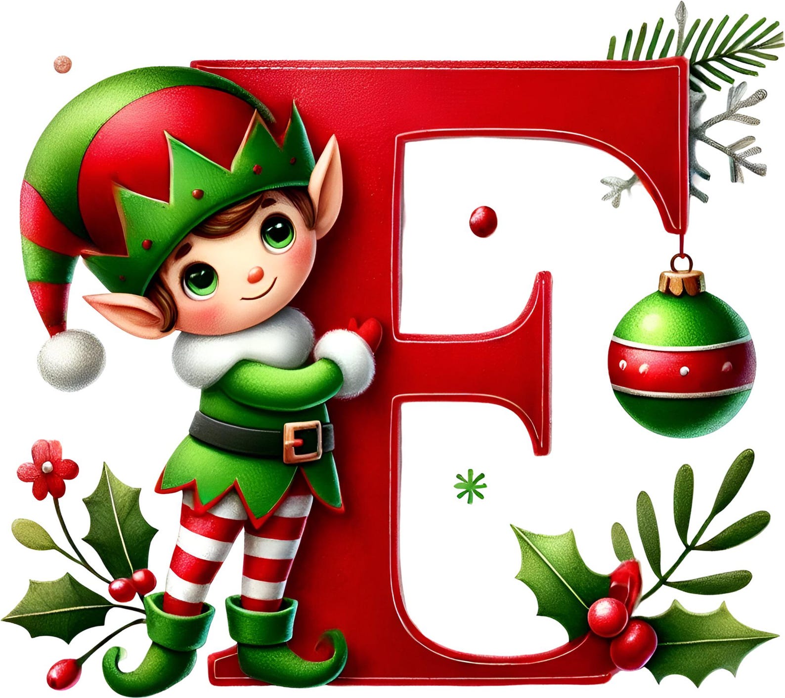 Christmas Elf Alphabet Numbers: Holiday Letter PNG Images (digital ...