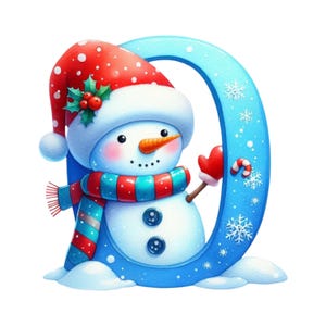 Christmas Snowman Alphabet Clipart Set: Holiday Letter Illustration ...