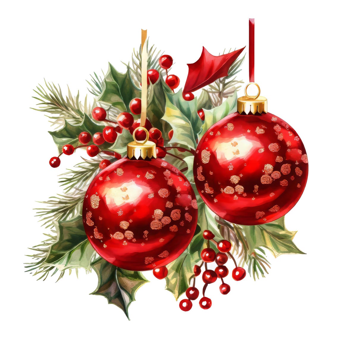 Watercolor Christmas Clipart Bundle: Holiday PNG Images (commercial Use ...