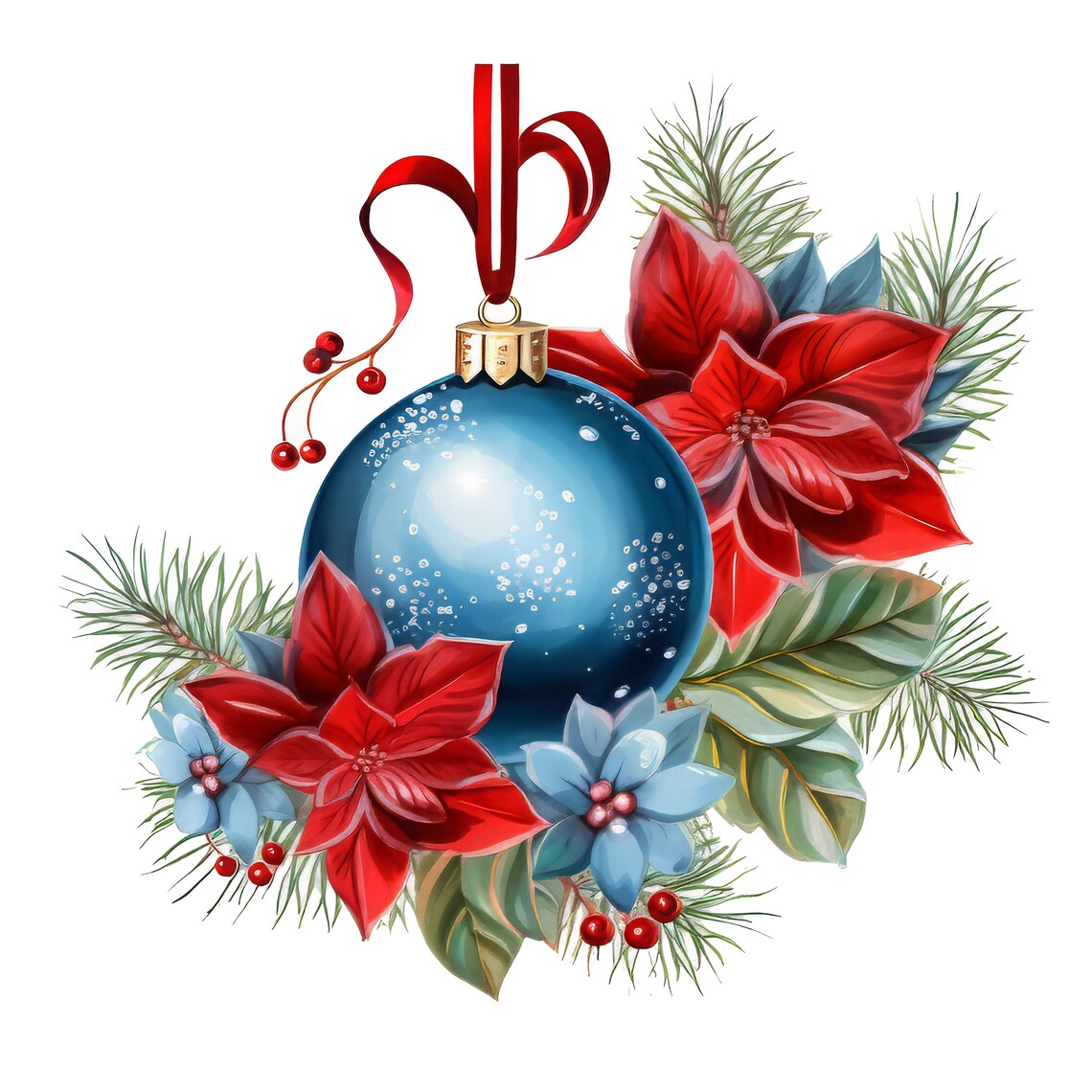 Watercolor Christmas Clipart Bundle: Holiday PNG Images (commercial Use ...