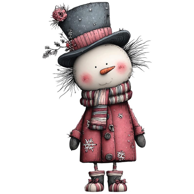 Christmas Cute Snowman Clipart Bundle – Festive Winter PNG Set (instant ...