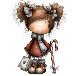 Christmas Little Girl Clipart 2 : Cute Holiday PNG Bundle (digital ...