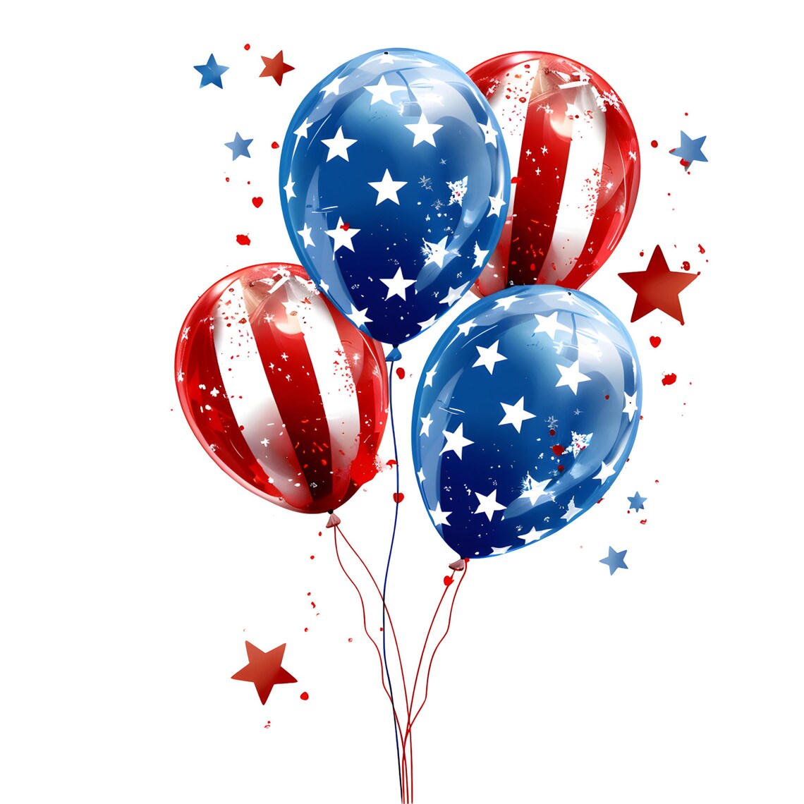 12 PNG 4th of July Balloons Clipart Images,watercolor Clipart ...