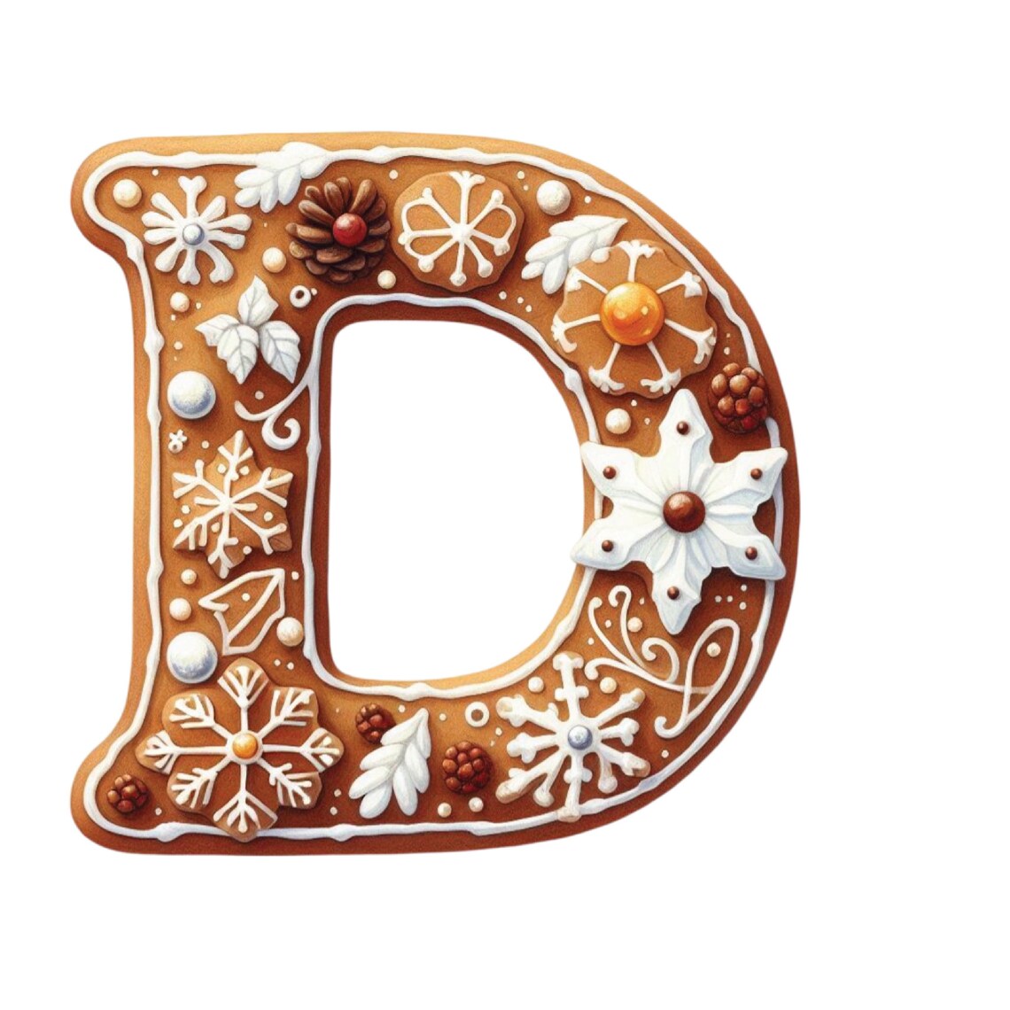 Christmas Gingerbread Cookie Alphabet: Festive Holiday Letters PNG ...