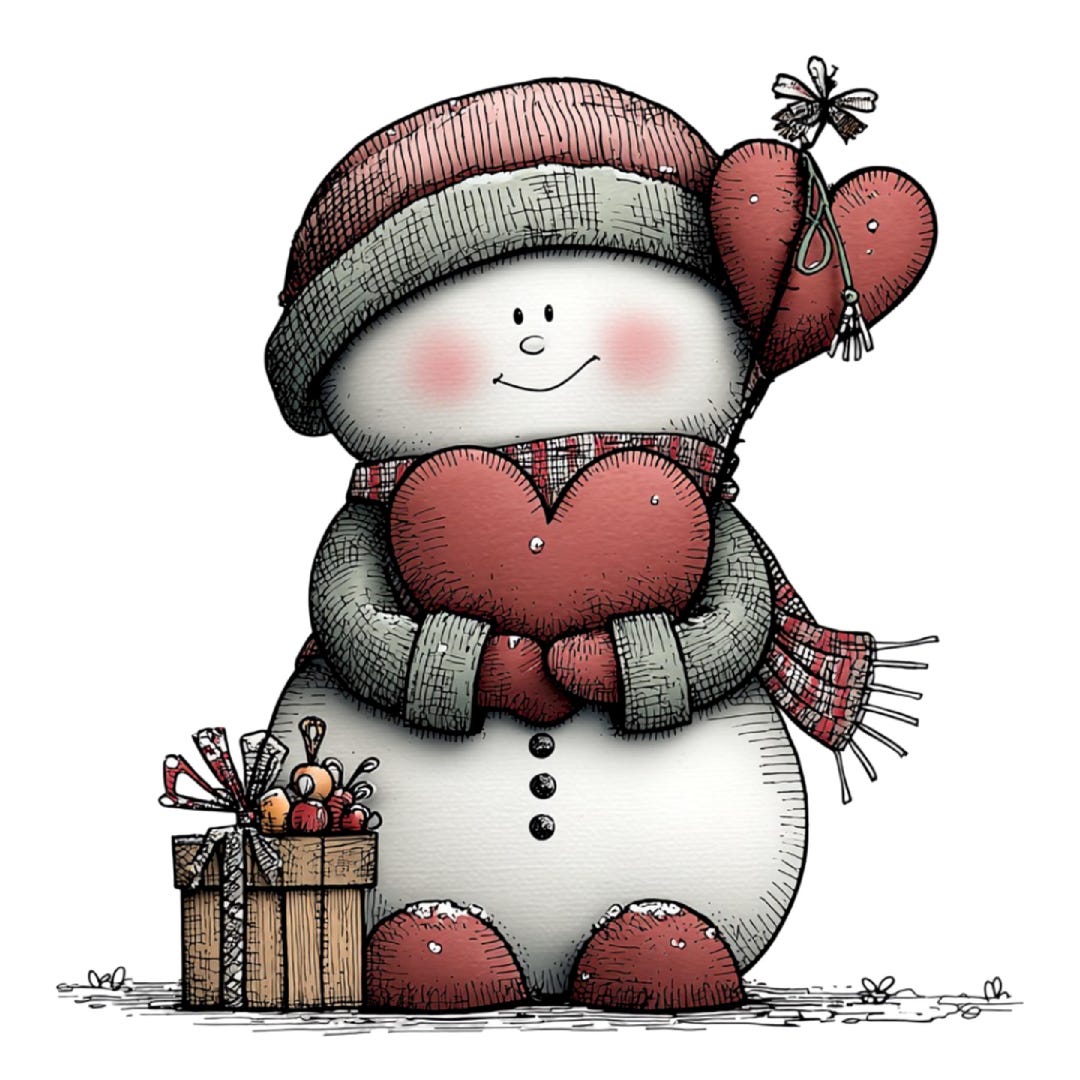 Whimsical Christmas Snowman Clipart 3 : Cute Holiday PNG Images ...