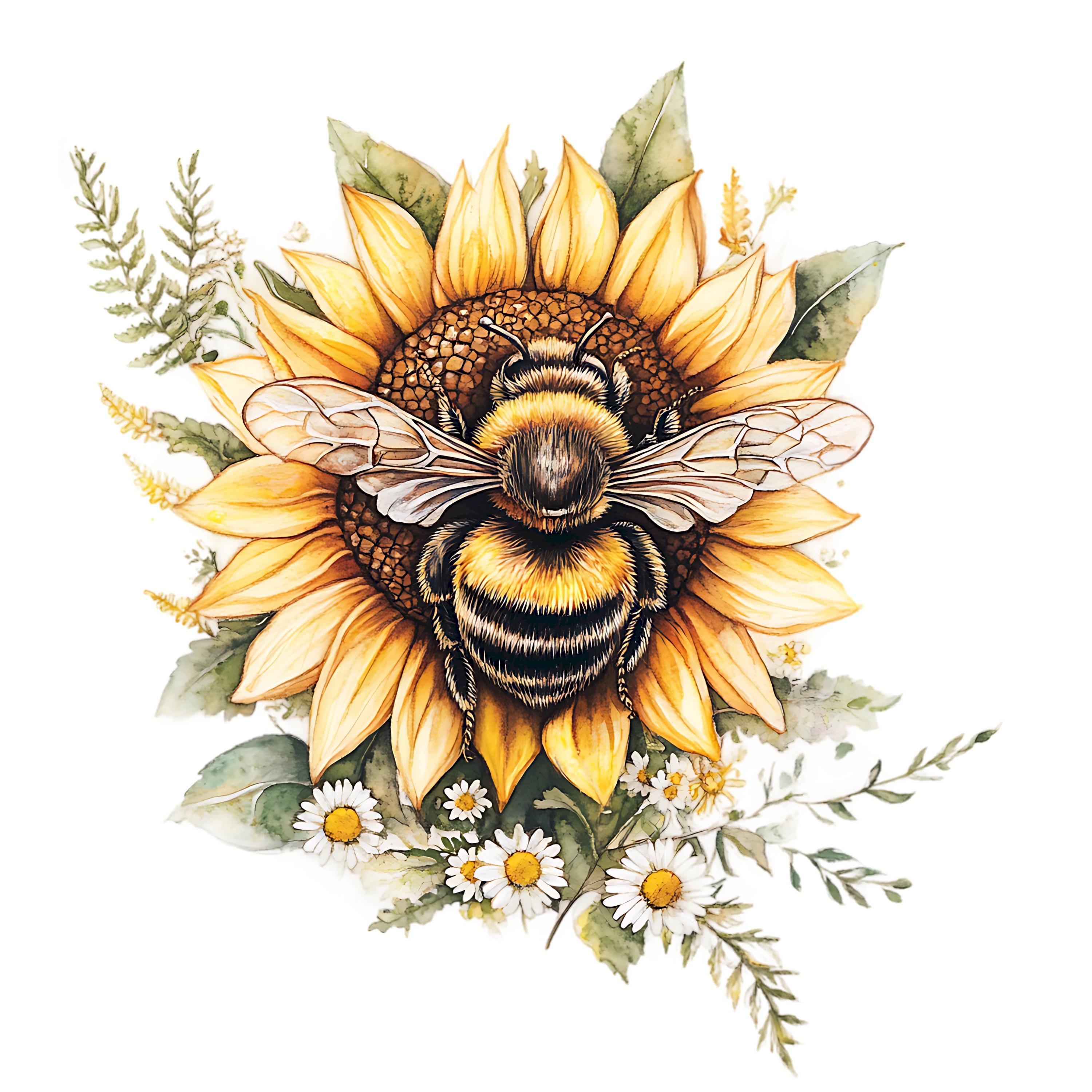 Watercolor Bees Clipart Bundle: Cute Honey Bee PNG Images (digital ...