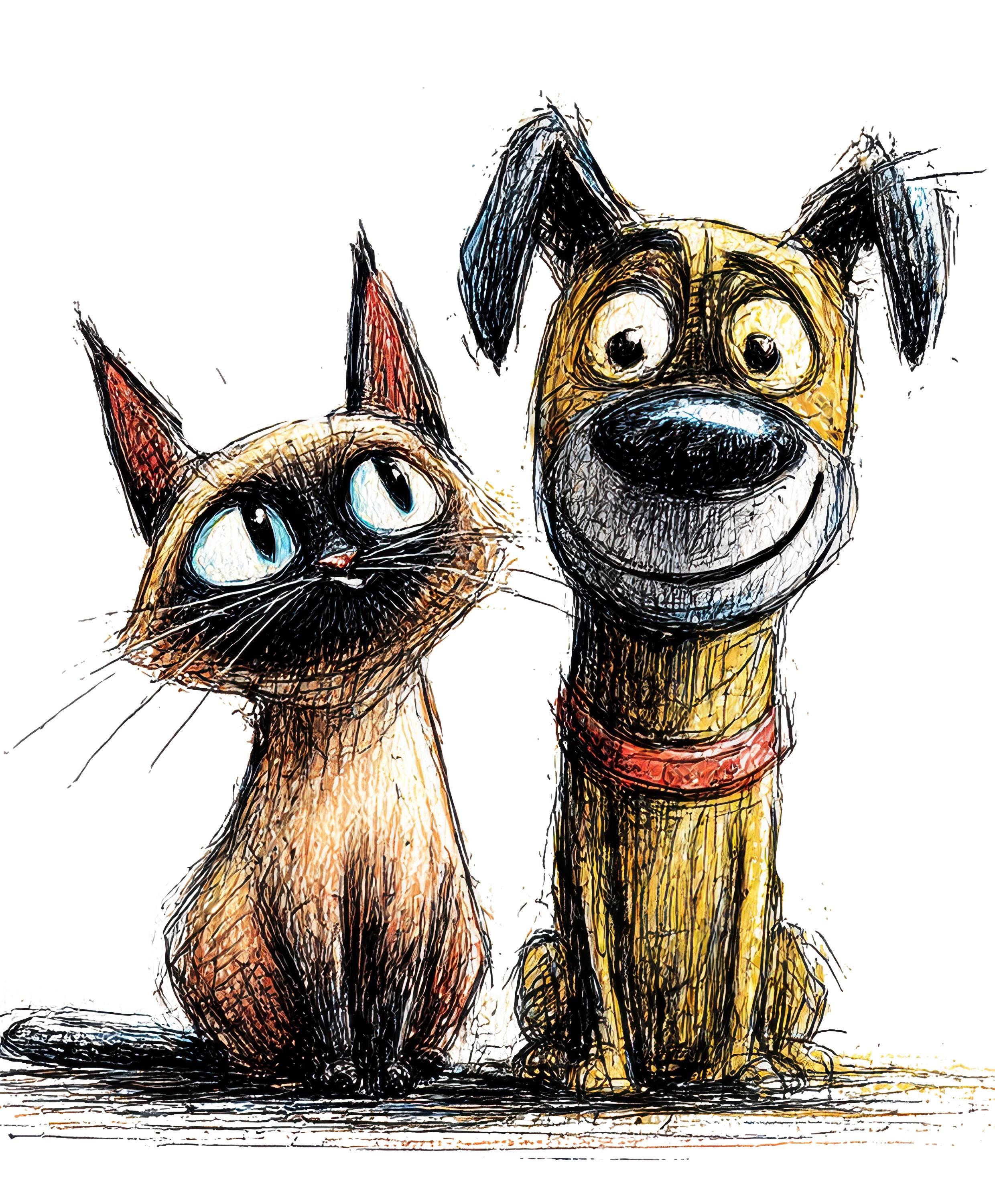 30 PNG Quirky Dogs & Cats Illustrations,transparent PNG Files,digital ...