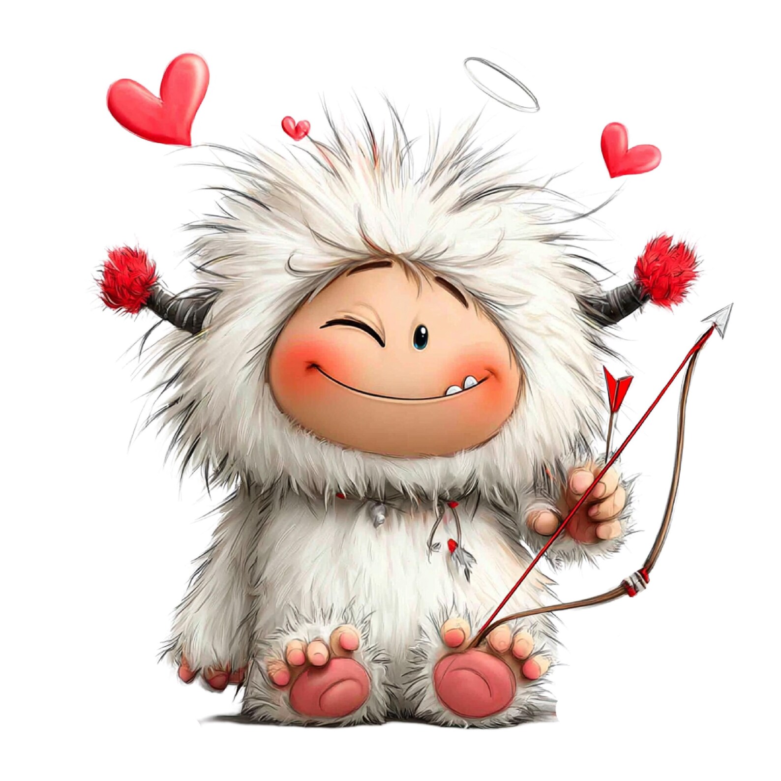 Watercolor Valentine Yeti Clipart Set: Romantic Winter Character Bundle ...