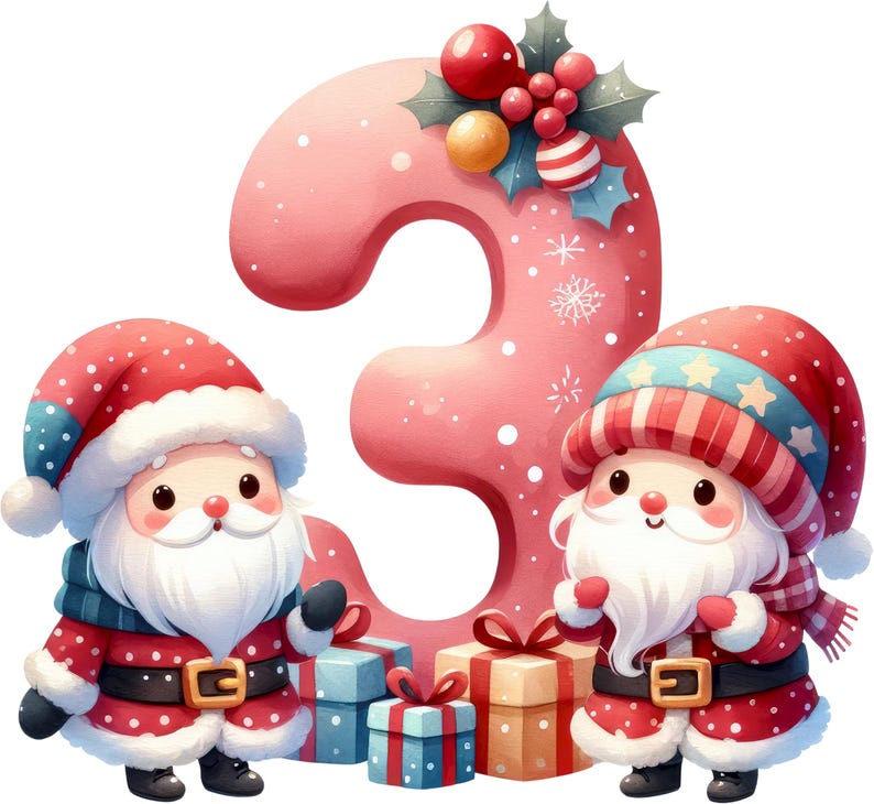 Christmas Alphabet Clipart PNG: Festive Number Set (digital Download ...