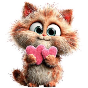 Kissy Kitty Valentine Illustration Set: Love-themed Animal Character ...