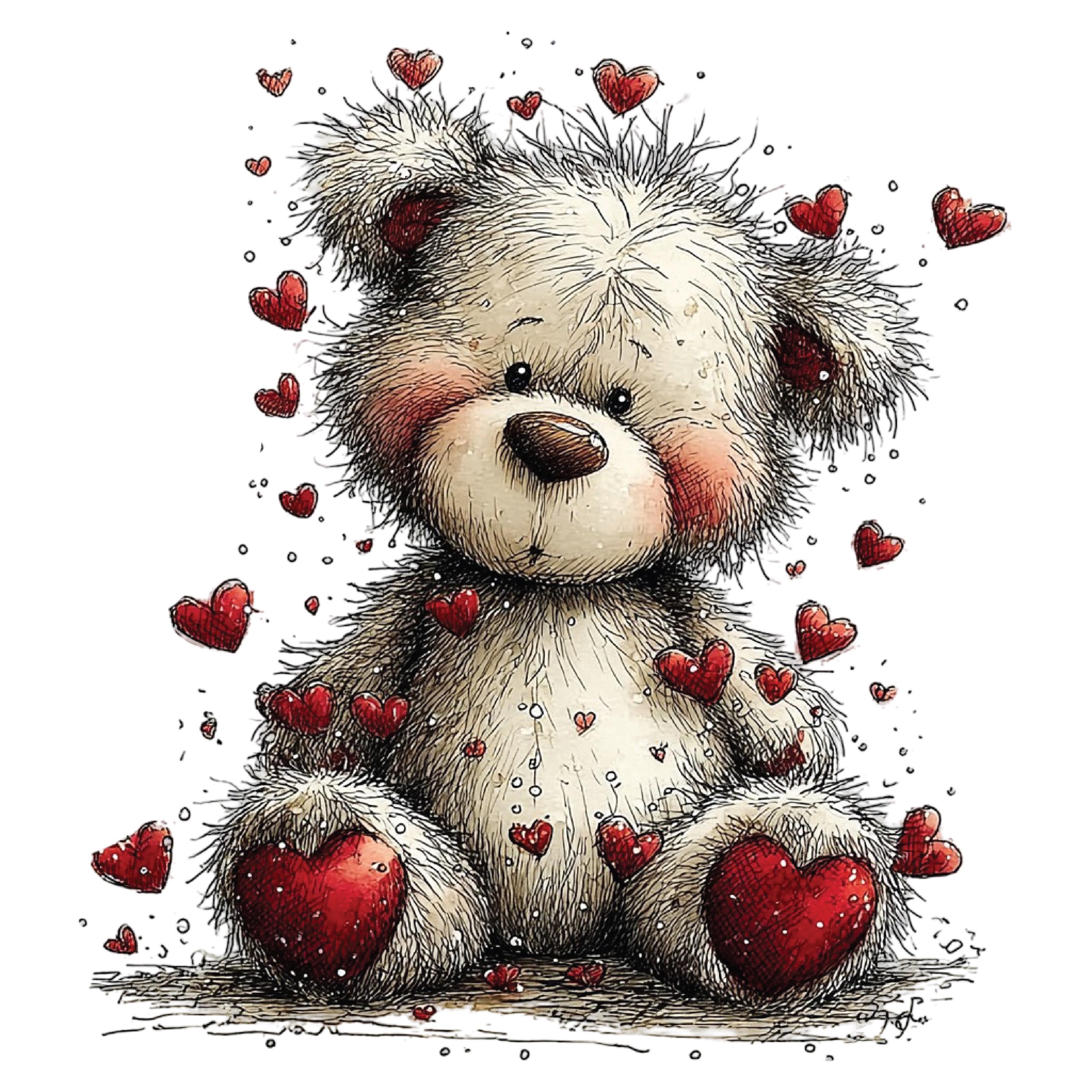 Valentine's Day Teddy Bear Clipart: Love Graphics Digital Download 36 ...