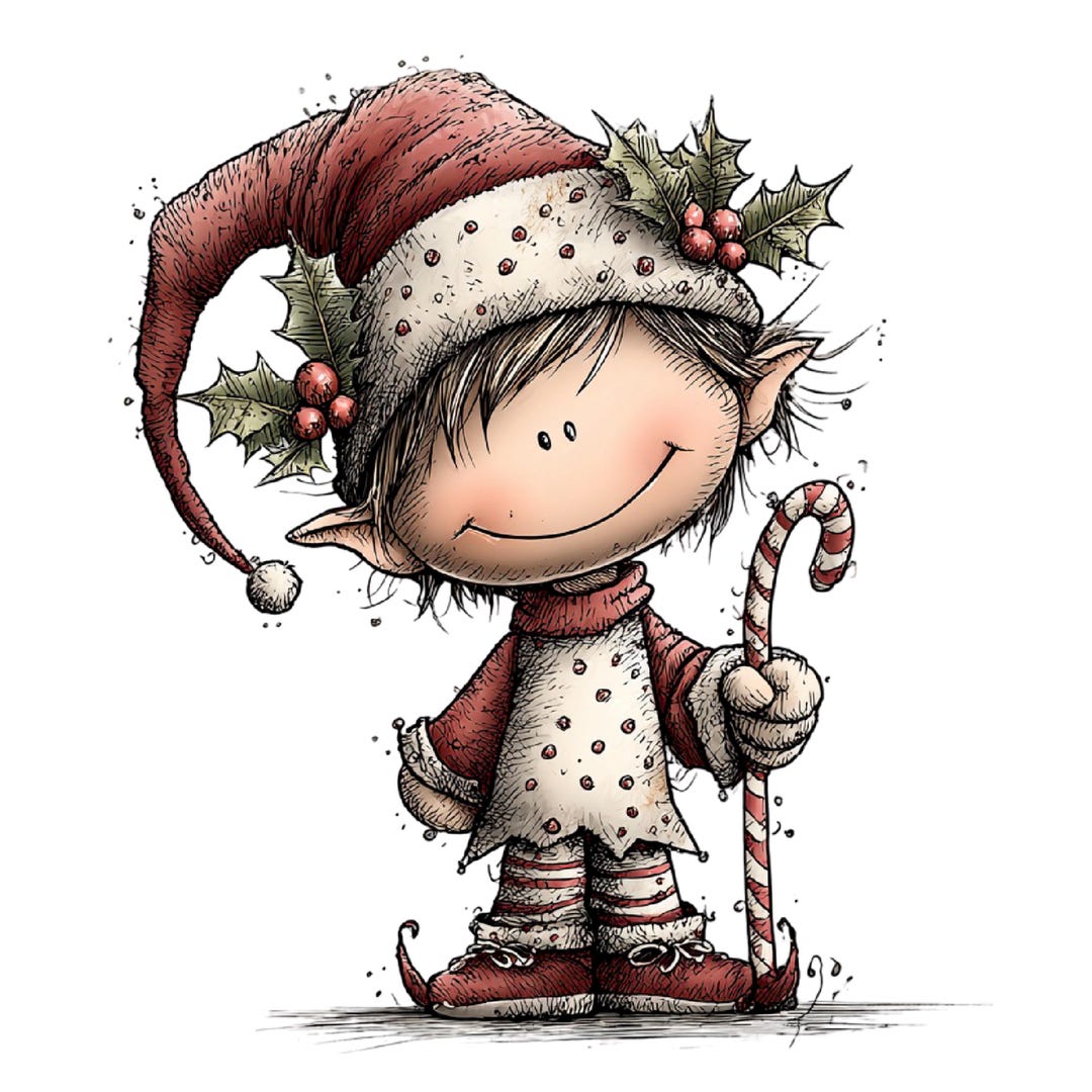 Whimsical Christmas Elf Boy Clipart – Watercolor Holiday Character PNG ...