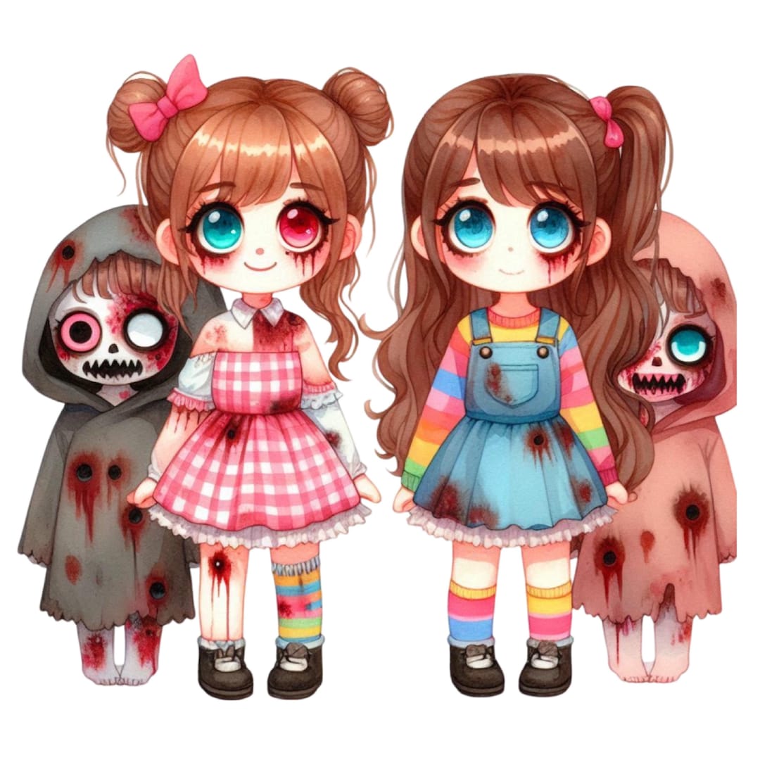 22 PNG Watercolor Horror Girls Clipart,creepy Cute Horror Girl Clipart ...