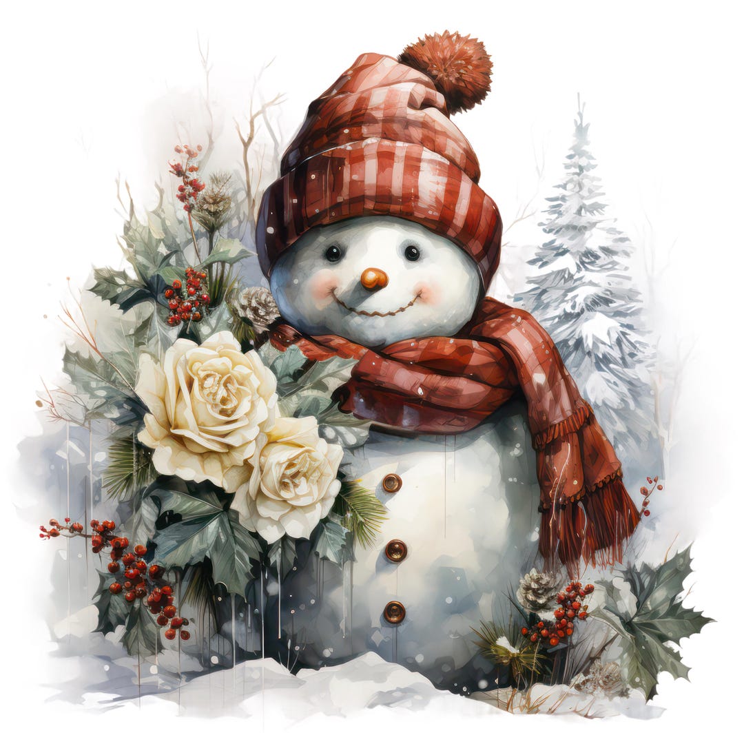 Festive Snowman Clipart Bundle – Cozy Christmas PNG Set (instant ...