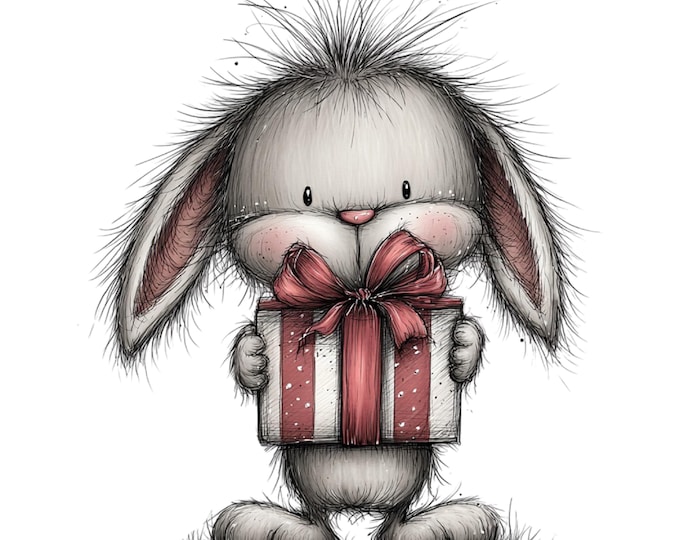 16 PNG Festive Bunny Clipart – Cute Winter Rabbit PNG – Holiday Animal ...