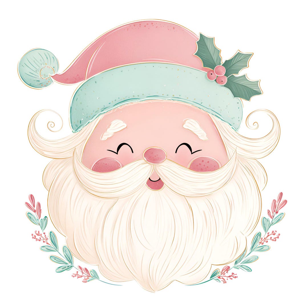 Cute Christmas Heads Clipart: Holiday Kawaii PNG Images (digital ...
