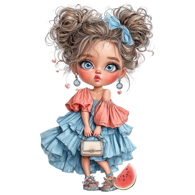Quirky Little Girl Clipart: Playful Character PNG Set 34 PNG - Etsy