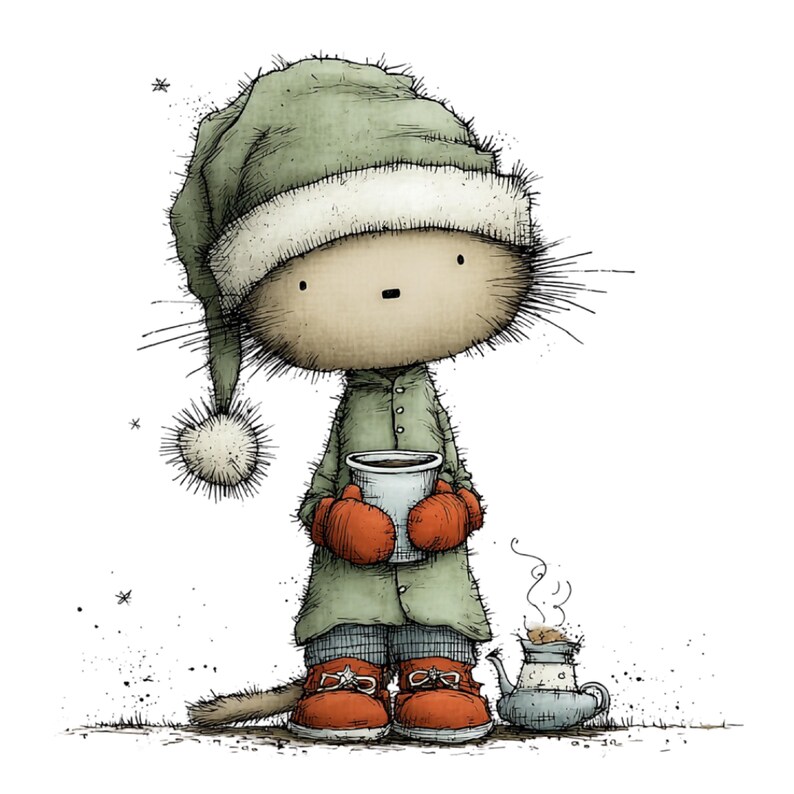 Funny Christmas Cat Clipart: Quirky Holiday Pet PNG Images (digital ...
