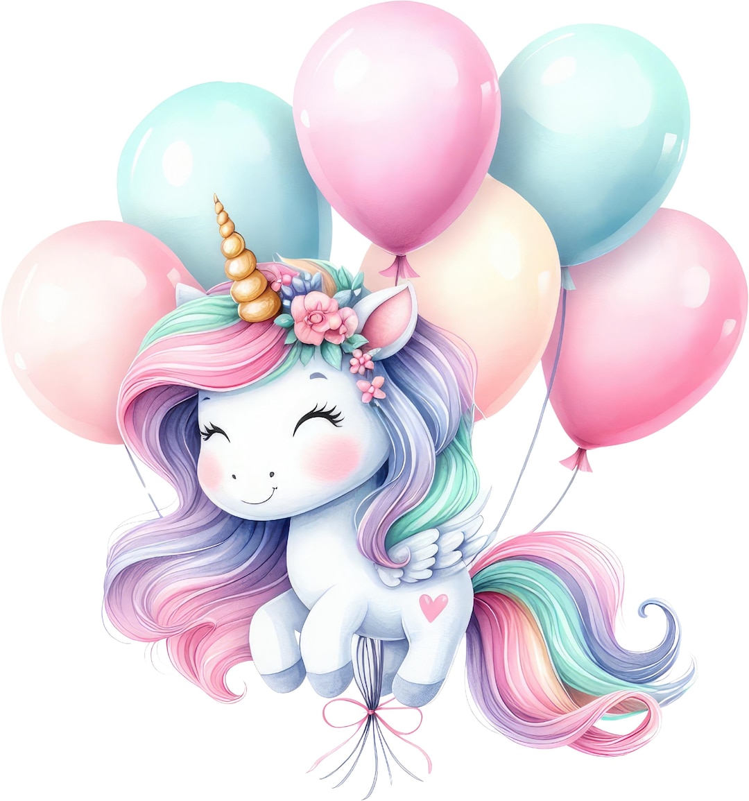 Happy Birthday Unicorn Clipart: Cute Party PNG Images for Kids (digital ...