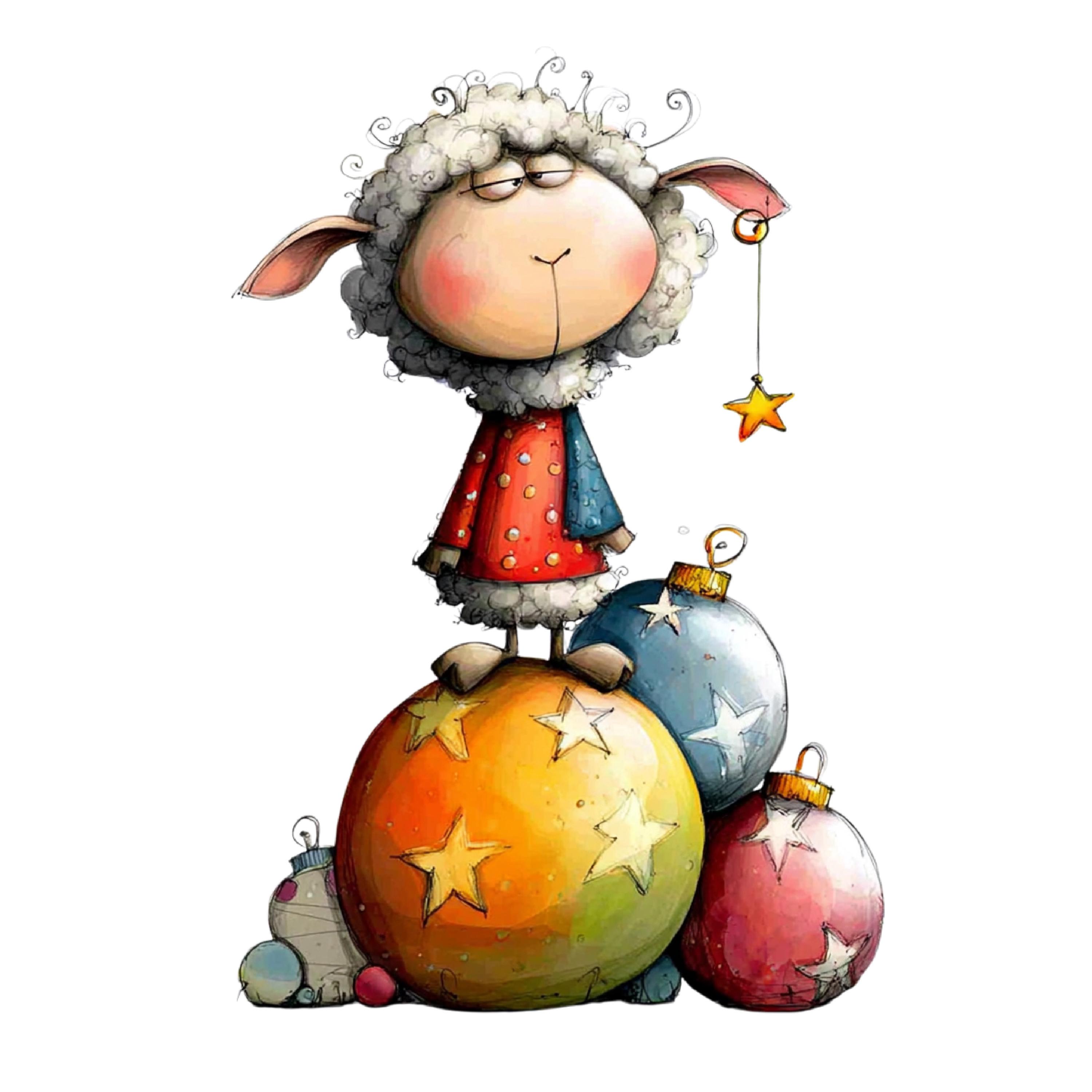 Funny Christmas Sheep Clipart – Cute Holiday Animal PNG Bundle (digital ...