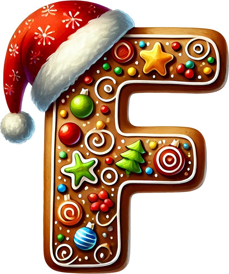 Christmas Alphabet PNG Clipart Bundle: Festive Letters & Numbers ...