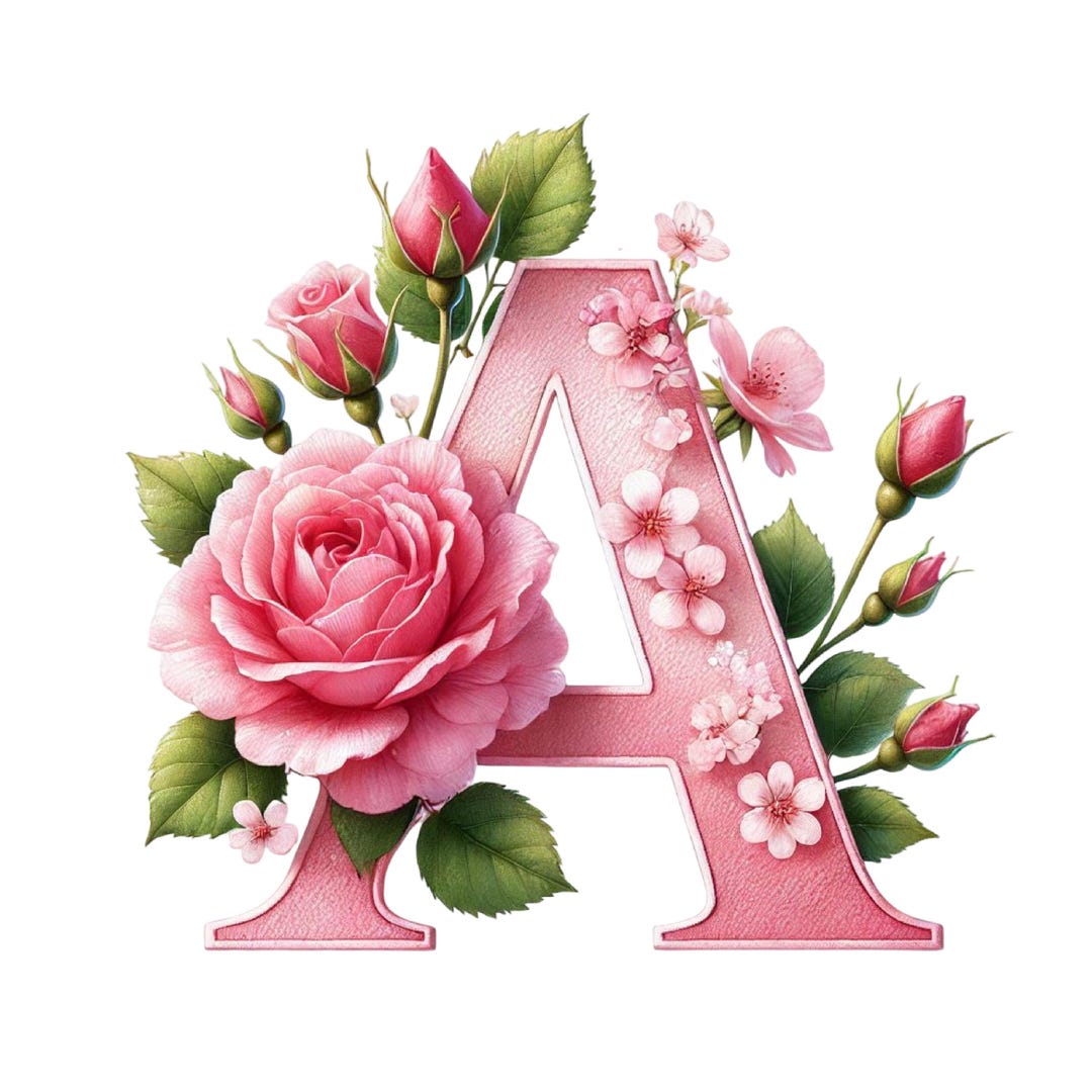 Watercolor Pink Spring Floral Alphabet: Elegant Letter PNG Images ...