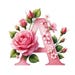 Watercolor Pink Spring Floral Alphabet: Elegant Letter PNG Images ...