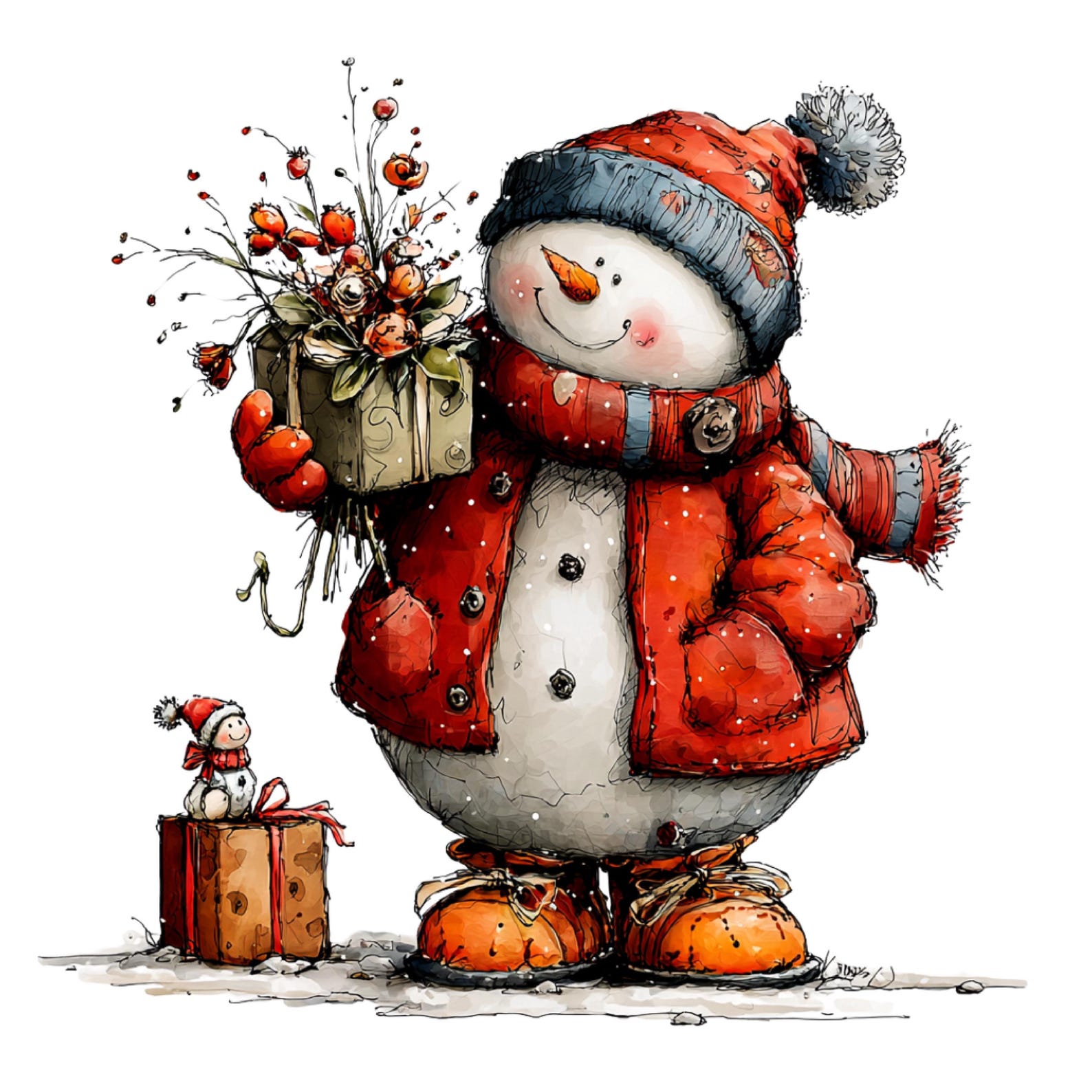 Quirky Funny Snowman Clipart: Cute Christmas PNG Images (digital ...
