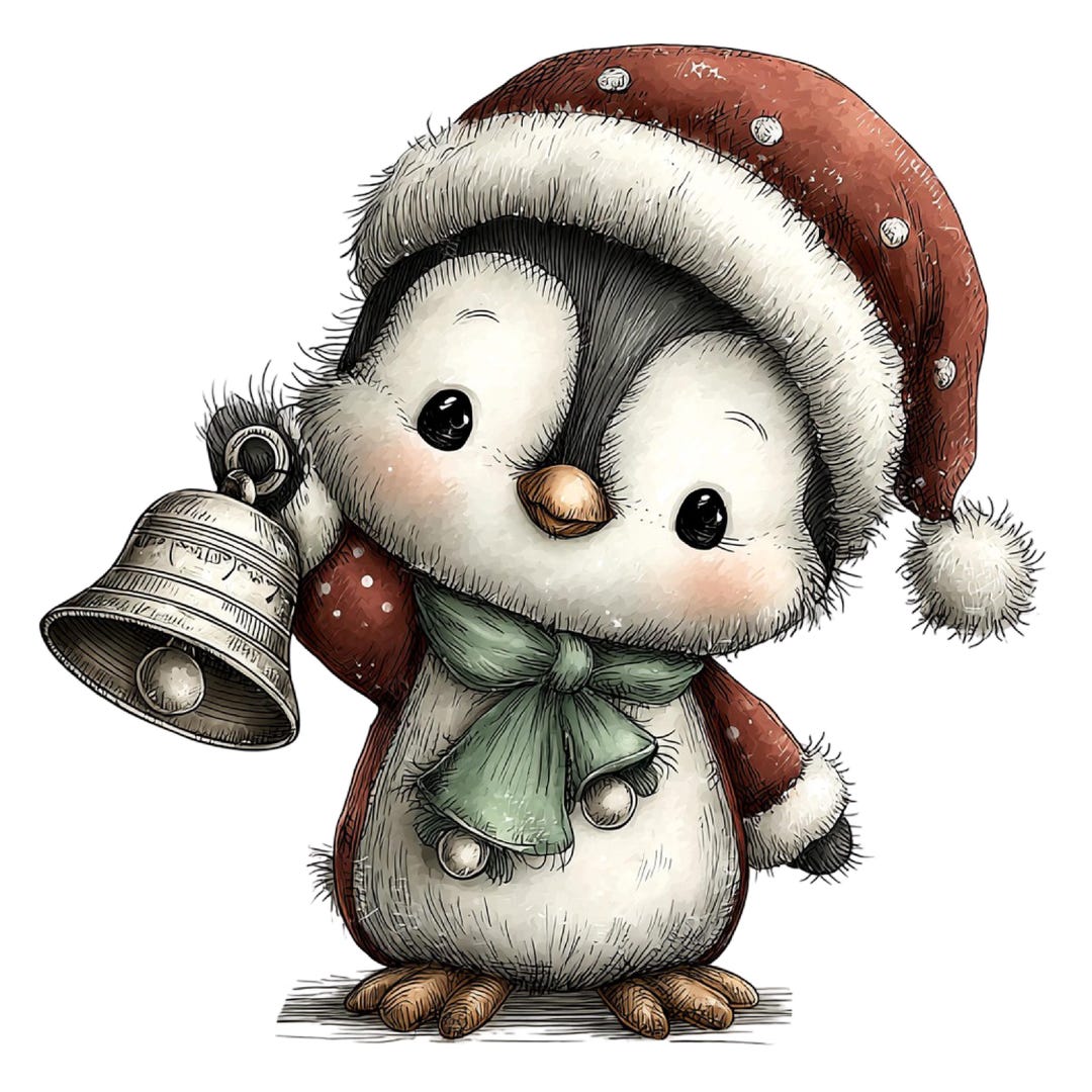 Whimsical Penguin Christmas Clipart – Cute Holiday Penguin PNG Set ...