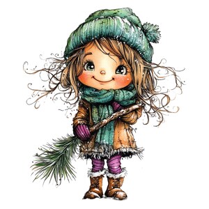 Winter Girl Clipart – Watercolor Cozy Seasonal Character PNG Set ...