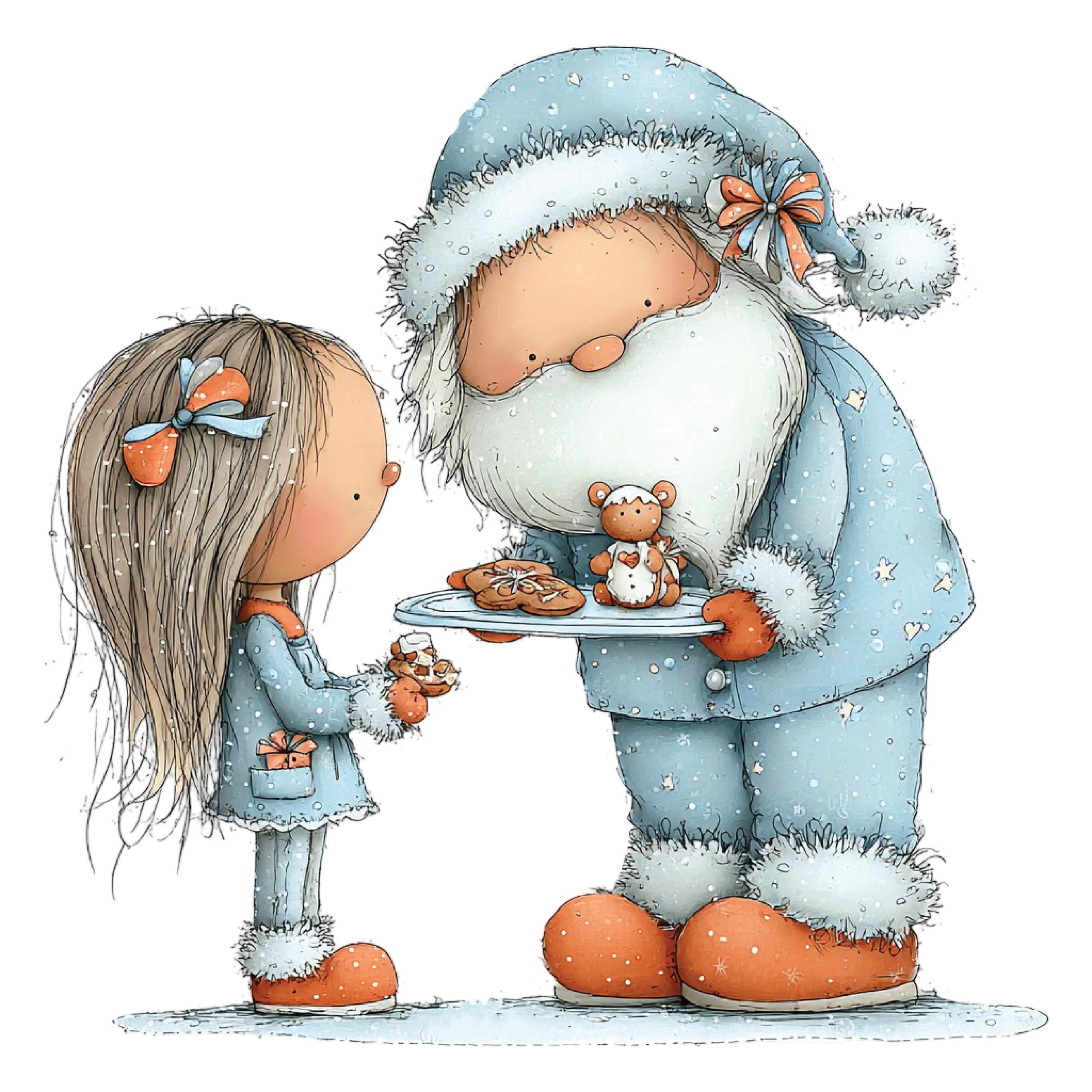 Christmas Little Girl Clipart – Cute Holiday Character PNG Set (digital ...