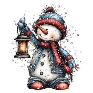 Whimsical Christmas Snowman PNG Set: Festive Watercolor Clipart Bundle ...