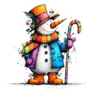 Christmas Snowman Clipart – Cute Winter Holiday PNG Bundle (digital ...