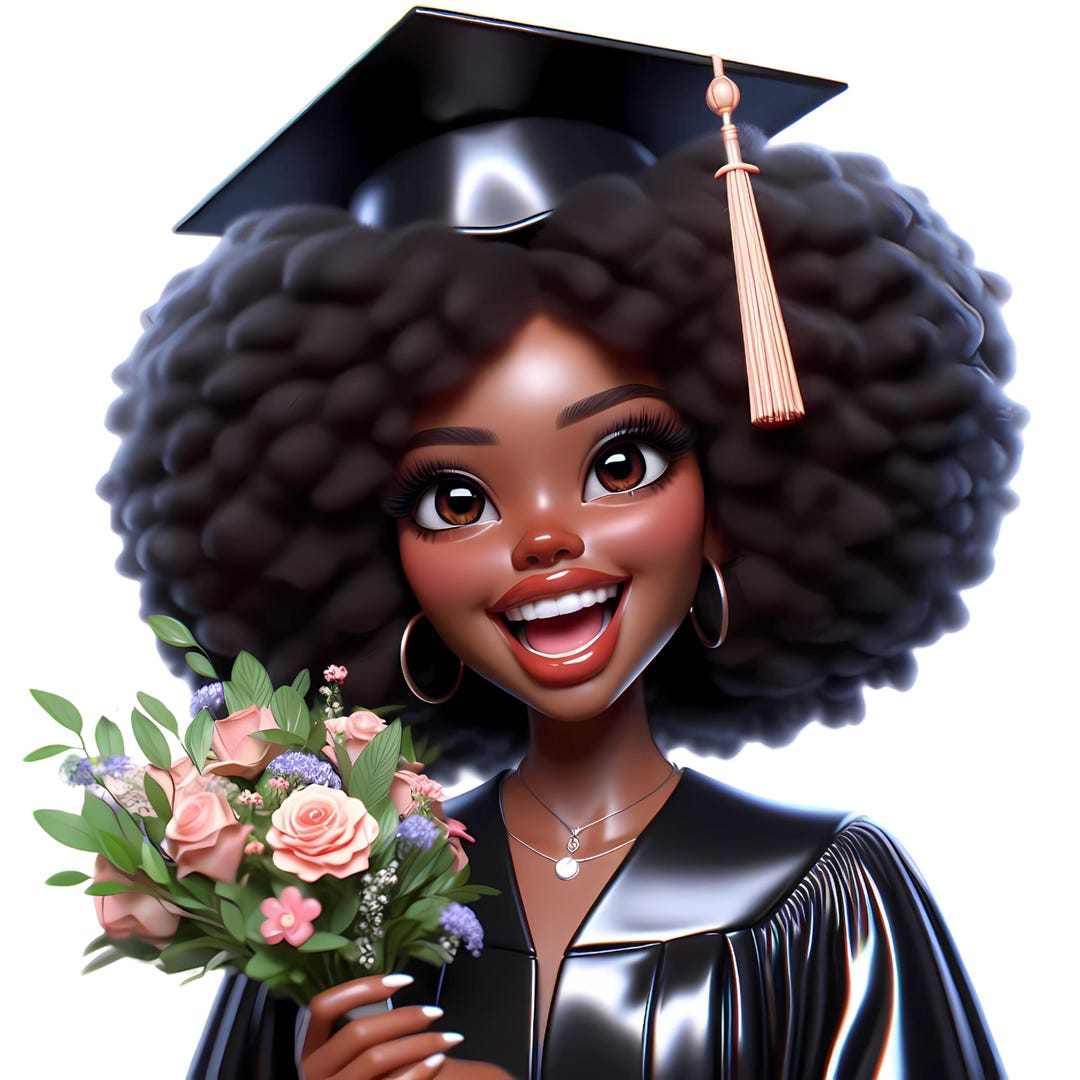 13 PNG Black Girl Graduation Party Clipart,scrapbook Images,watercolor ...