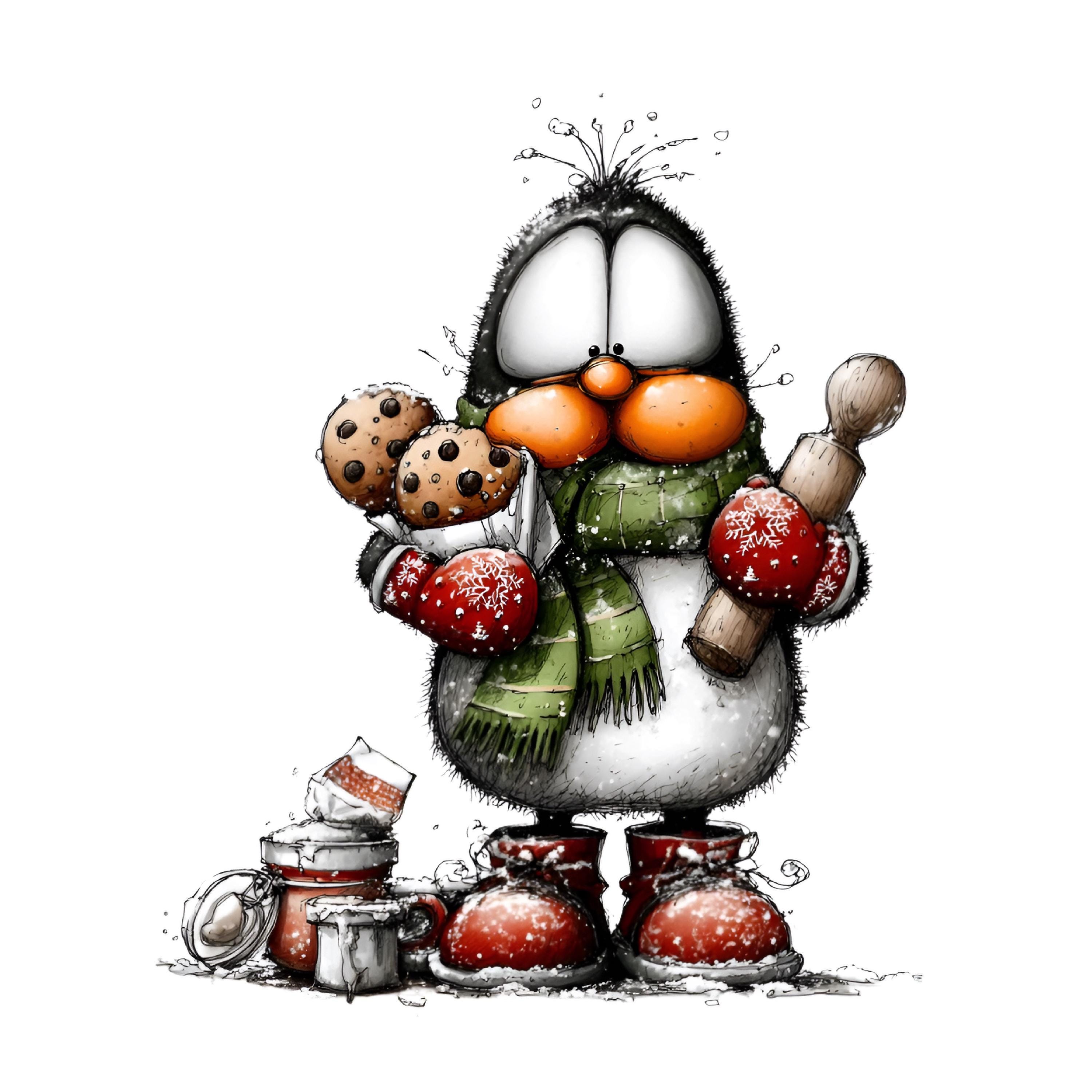 Christmas Penguin Clipart – Cute Holiday Winter PNG Set (digital ...