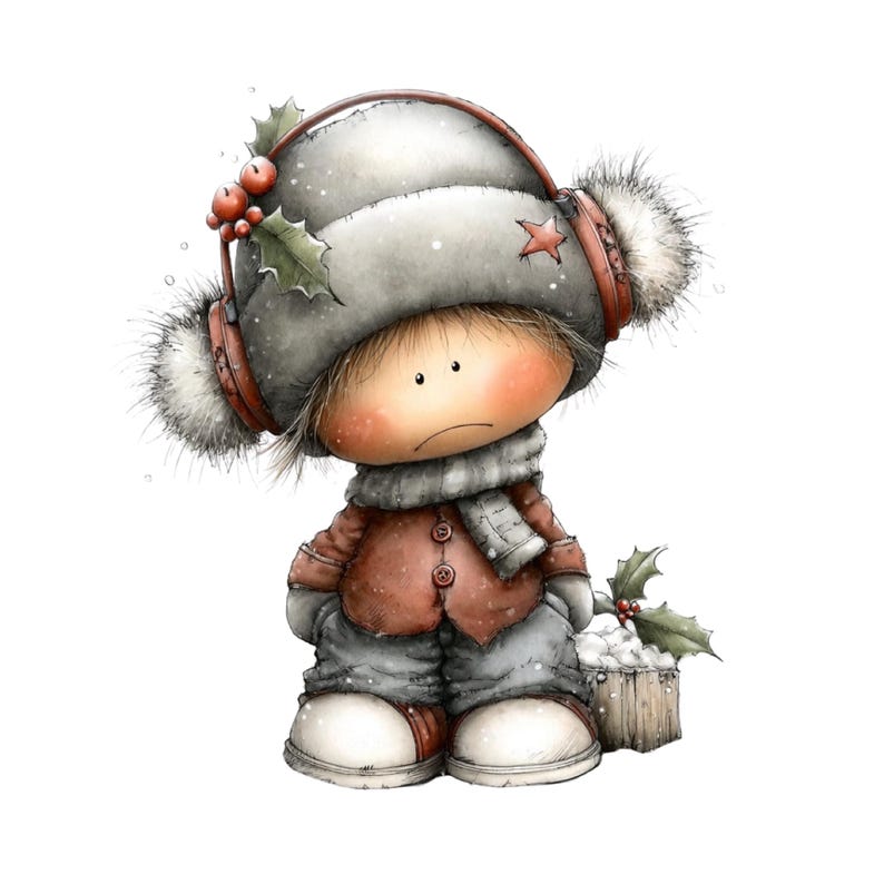 Whimsical Winter Kids Clipart: Cute Holiday PNG Bundle (digital ...
