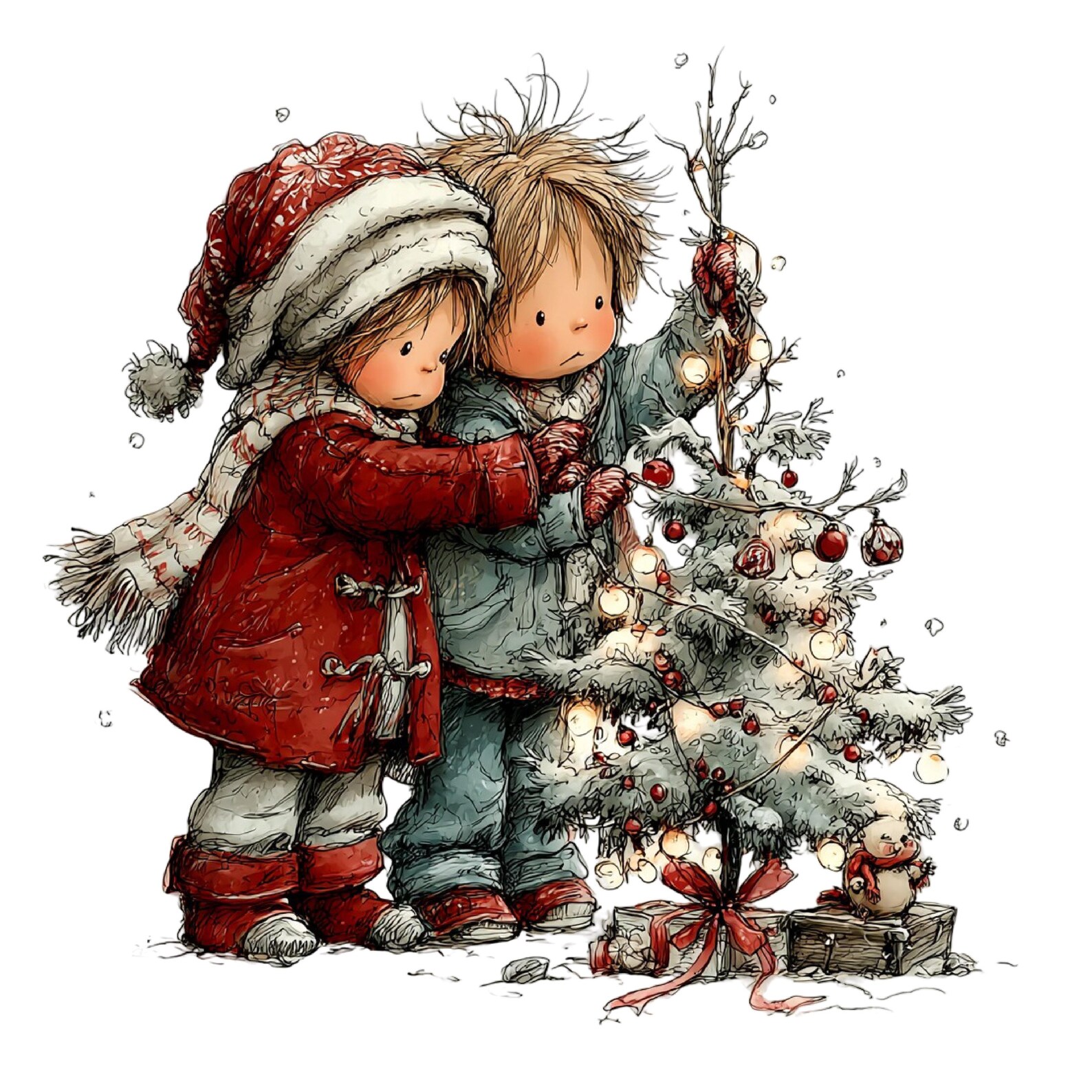 Holiday Kids Clipart – Festive Christmas Children PNG Set (instant ...