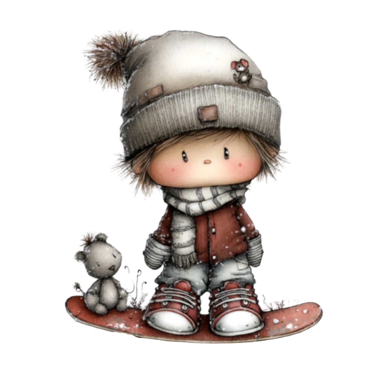 Whimsical Winter Kids Clipart: Cute Holiday PNG Bundle (digital ...